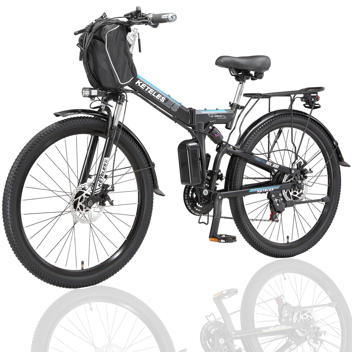 KETELES MX300 1000W folding electric bike, 20Ah, 43km/h, 26in, 50-60km ...